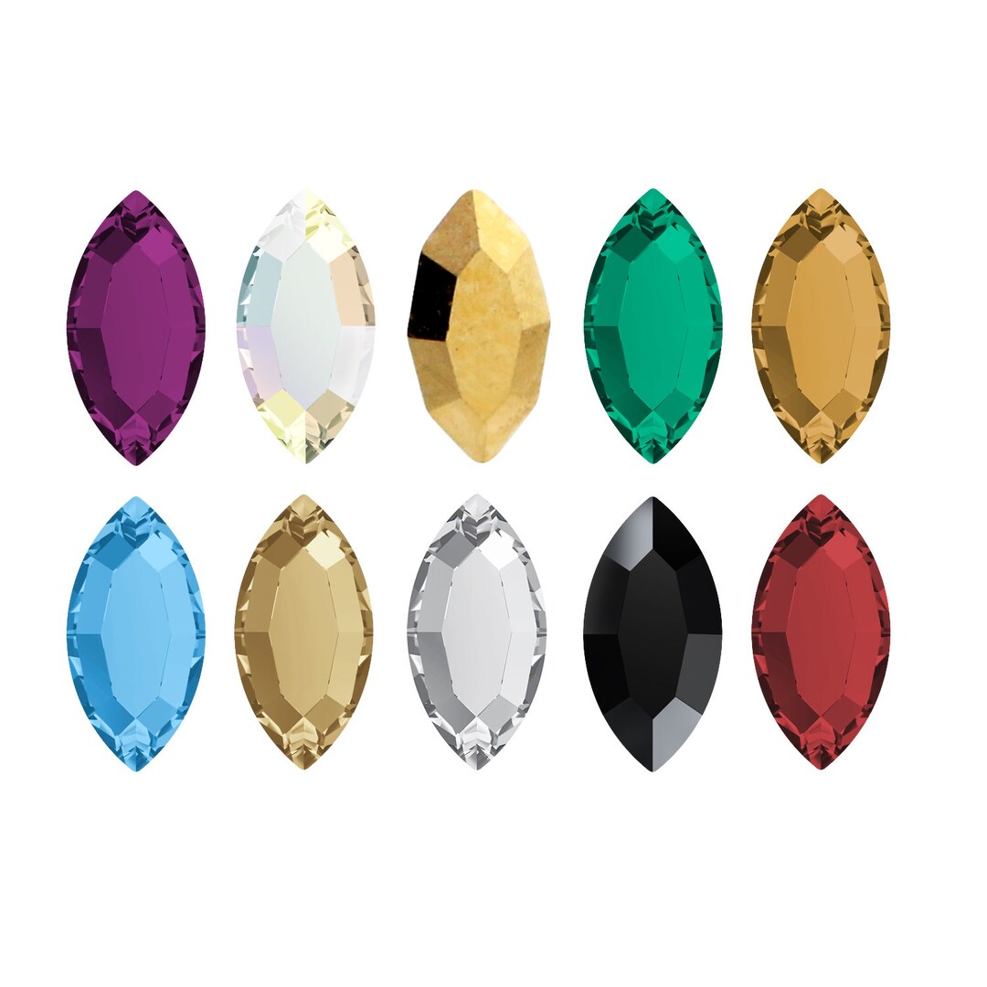 PRIMERO Crystal 2200 Navette Shape Highest Quality Flat Back NO Hotfix ...