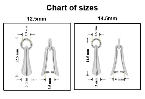 925 Silver Pinch Bails Size 12.5mm or 14.5mm Silver | Etsy