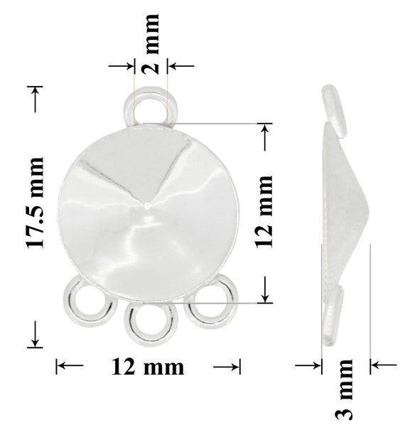 925 Silver Bail Connector 17.5mm with 4 Loops For gluing | Etsy