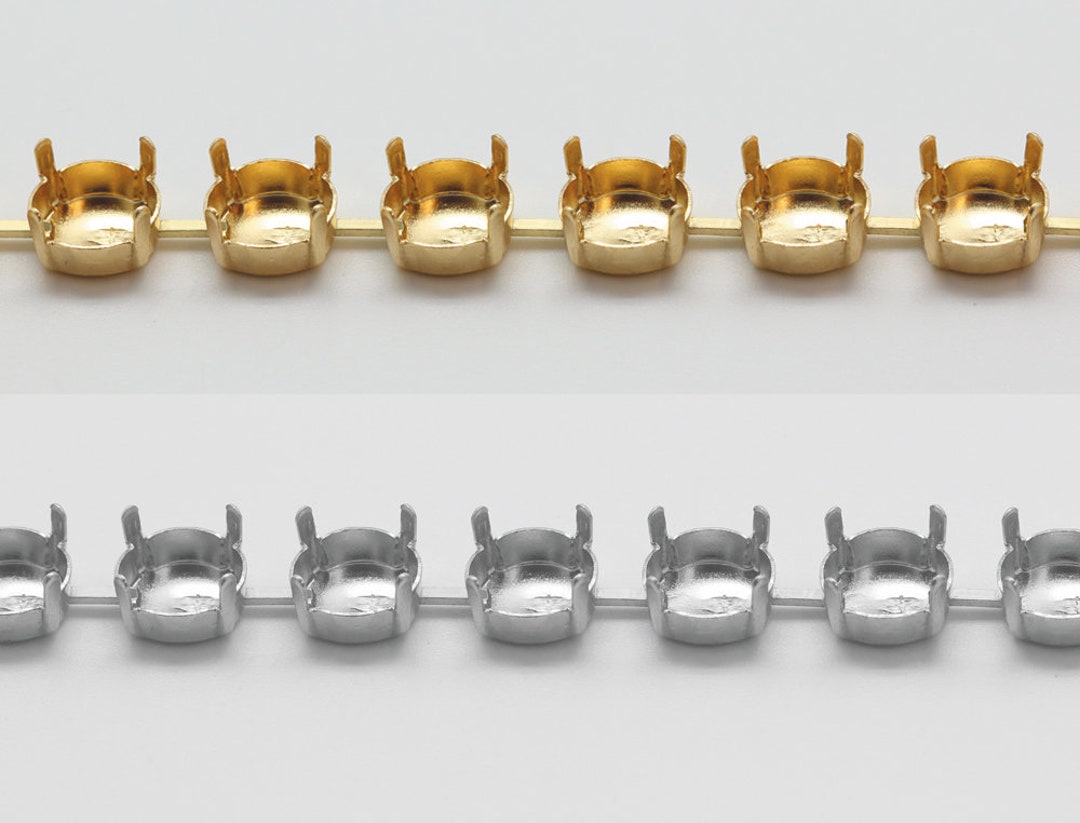 Tombac Metal Cupchains Bezels - for Rivoli Shape Round Crystals 10mm ...