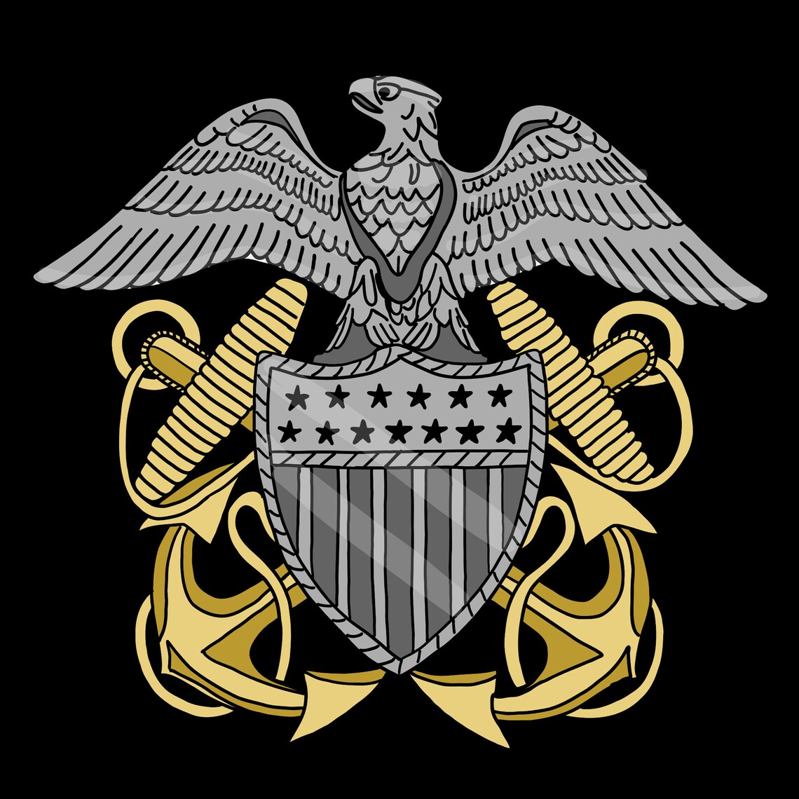 Navy Officer Crest Drawing No Background - Etsy
