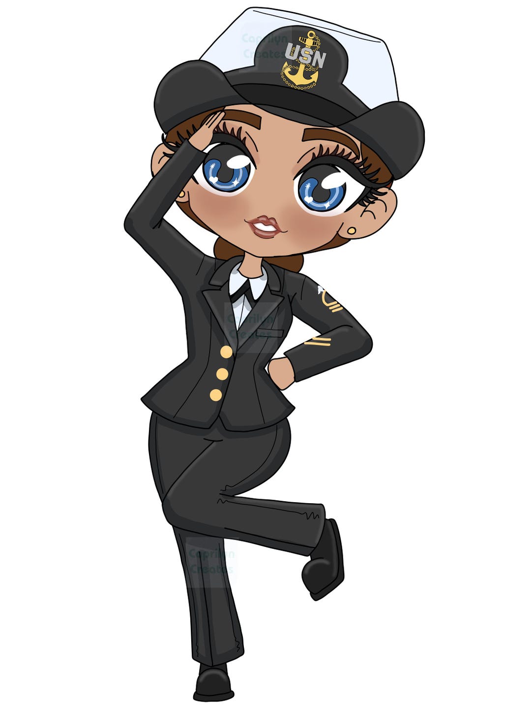 Stunning Navy Chibi Chief in Blues Version 6.1 - Etsy