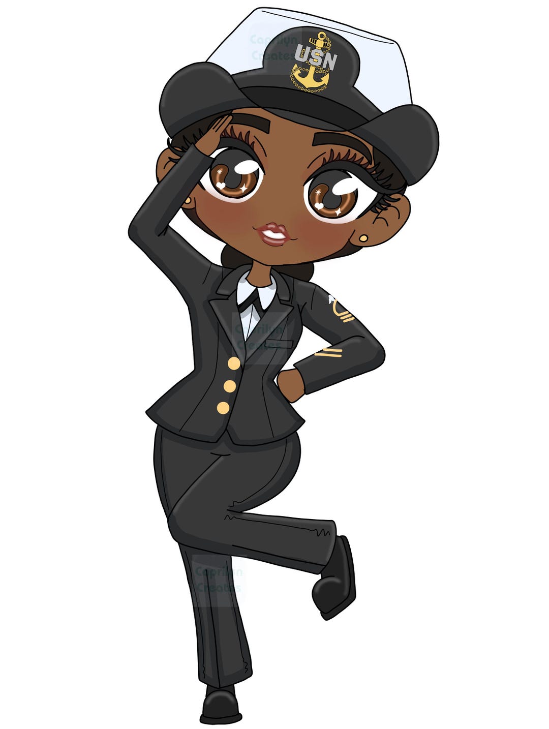 Stunning Navy Chibi Chief in Blues Version 1 - Etsy