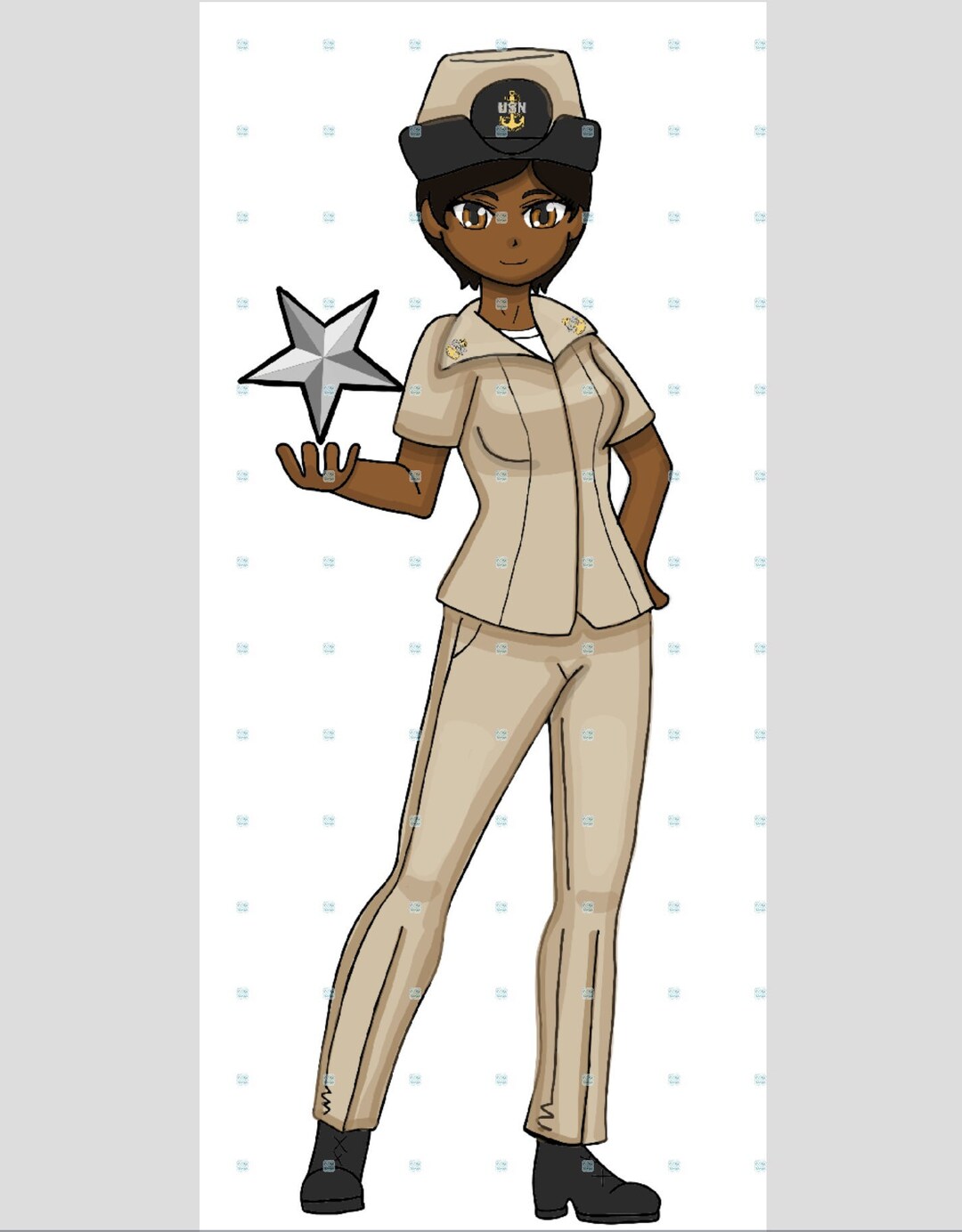 Navy Chief Anime Character Holding Star - Etsy
