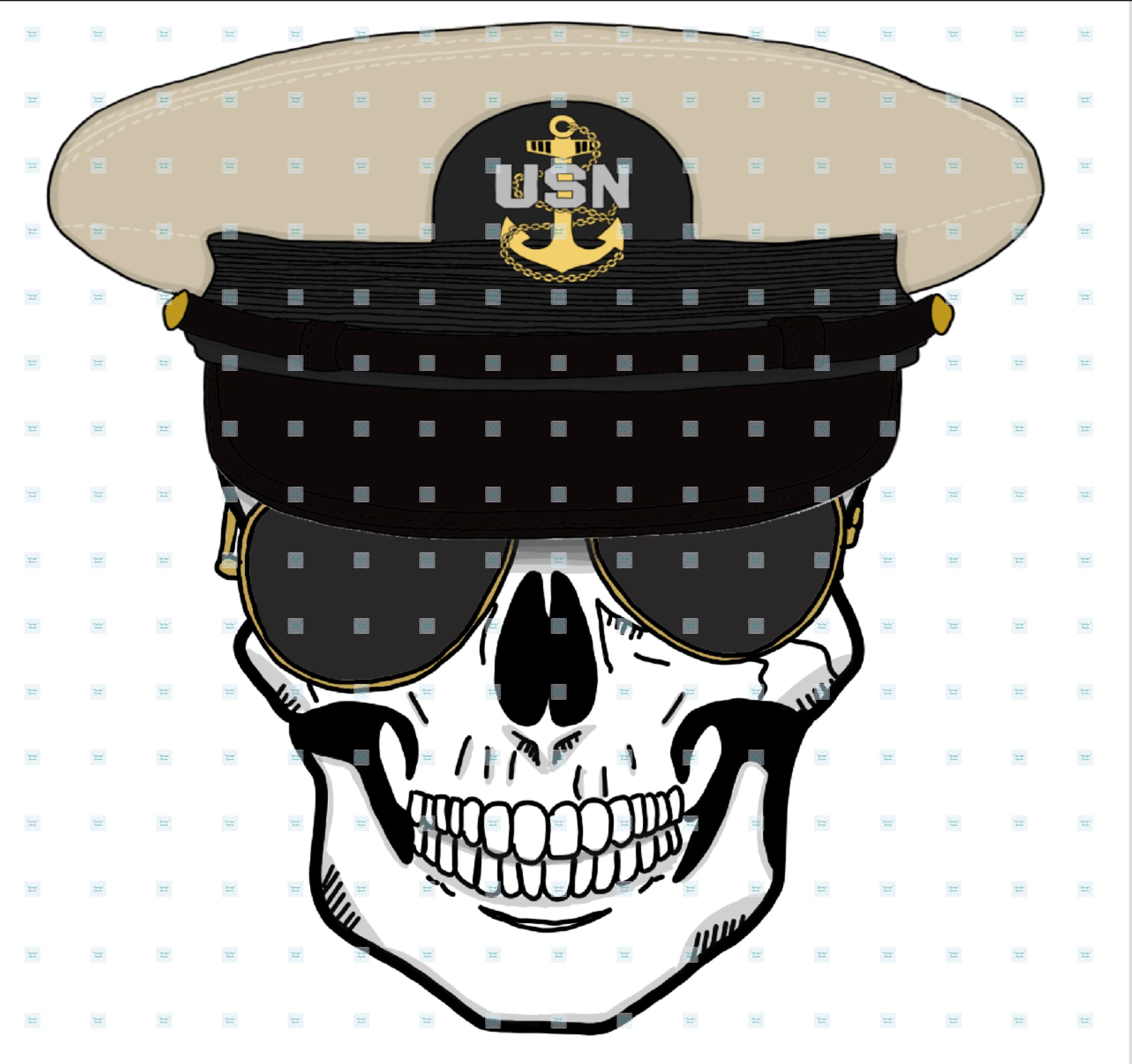 Navy Chief Skull Vector Human Skull With Sea Captain Cap On Head Stock