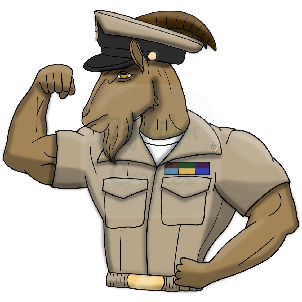 Male Chief Goat Flexing Bicep - Etsy