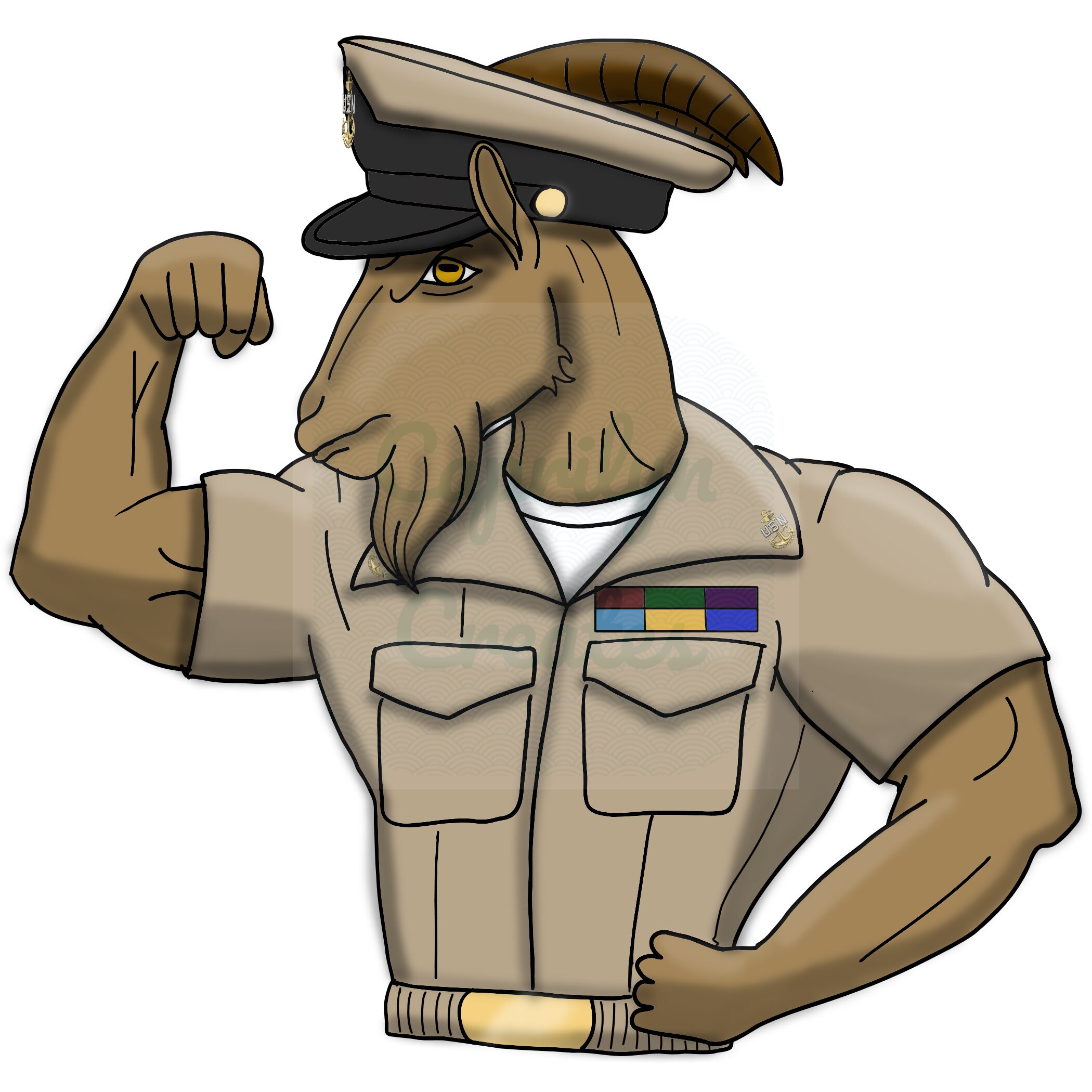 Male Chief Goat Flexing Bicep - Etsy