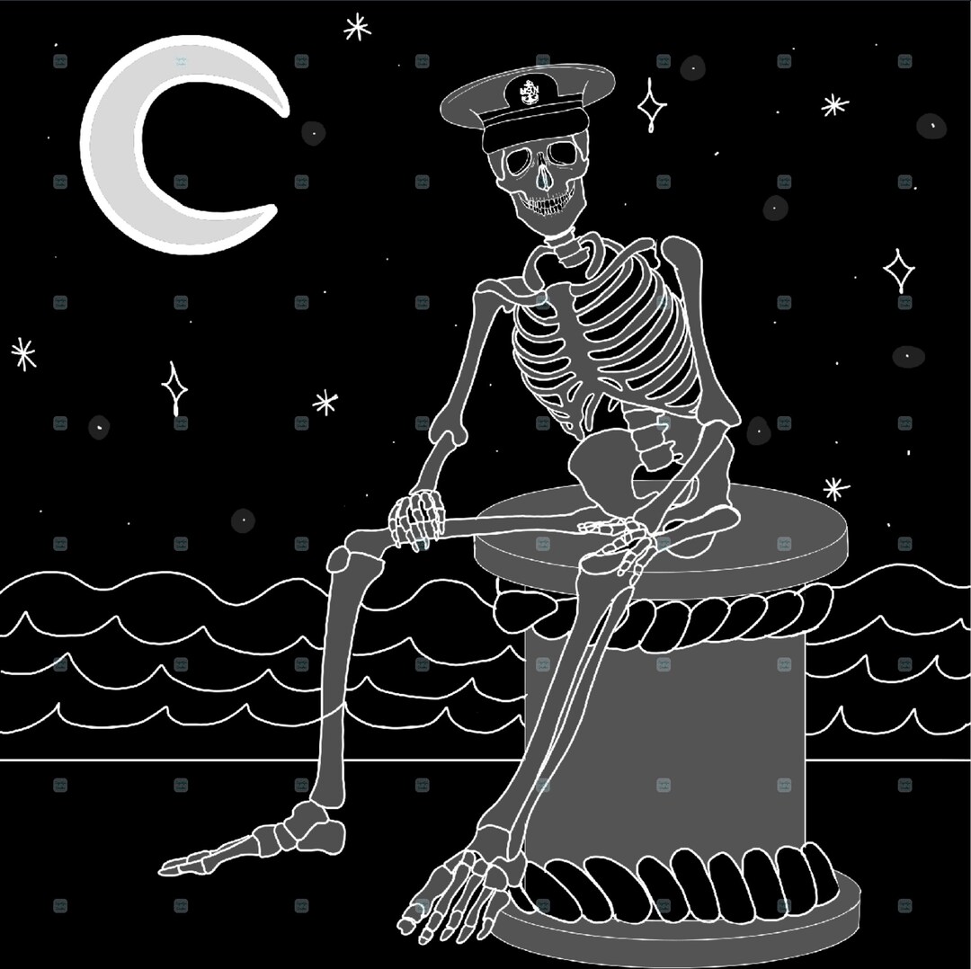 SKELETON NAVY CHIEF black and White - Etsy