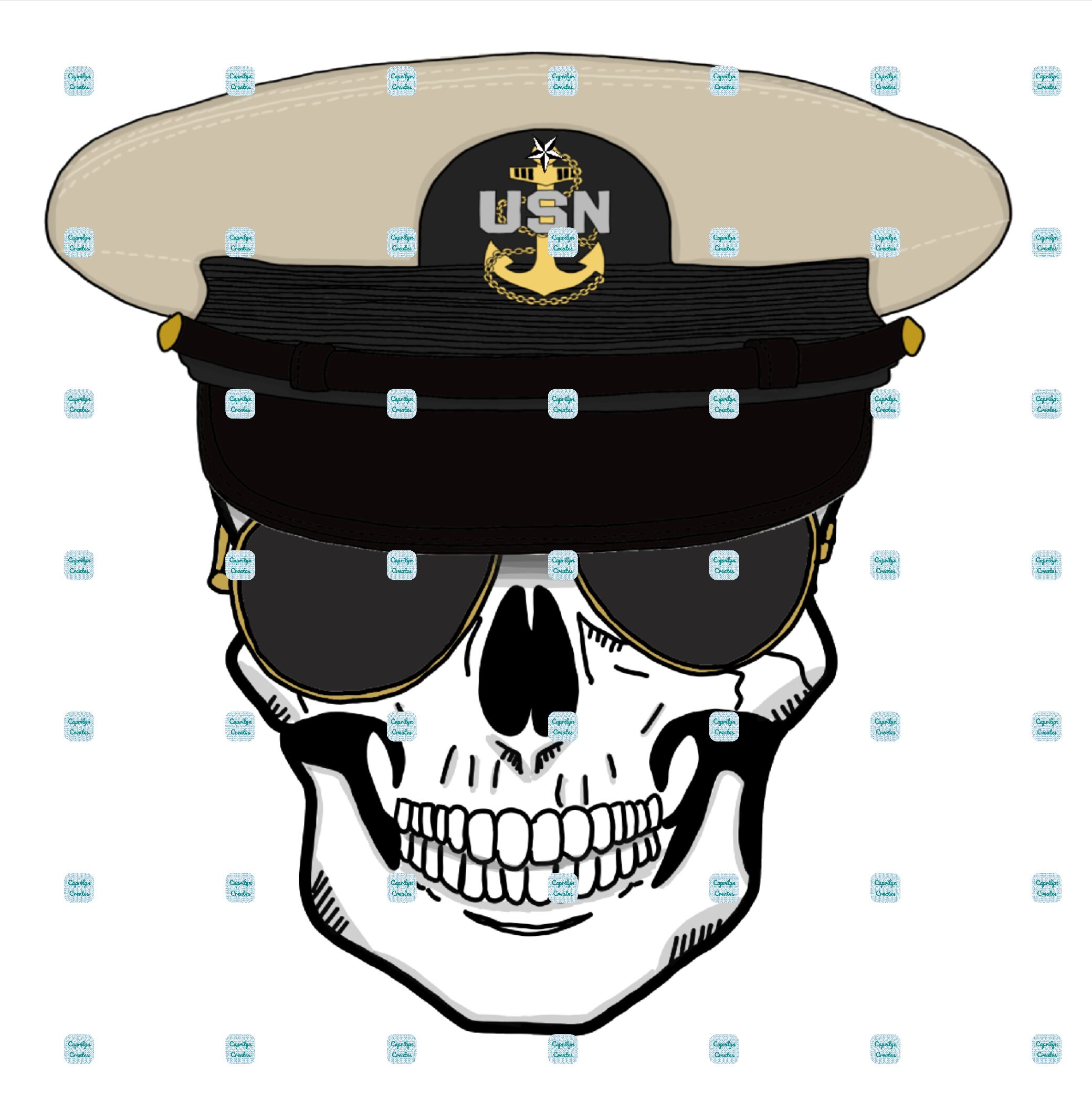 Senior Chief Skull With Sunglasses - Etsy