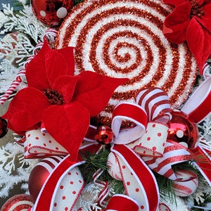 X-large Peppermint Candies Teardrop Wreath Swag, Christmas Red Velvet ...