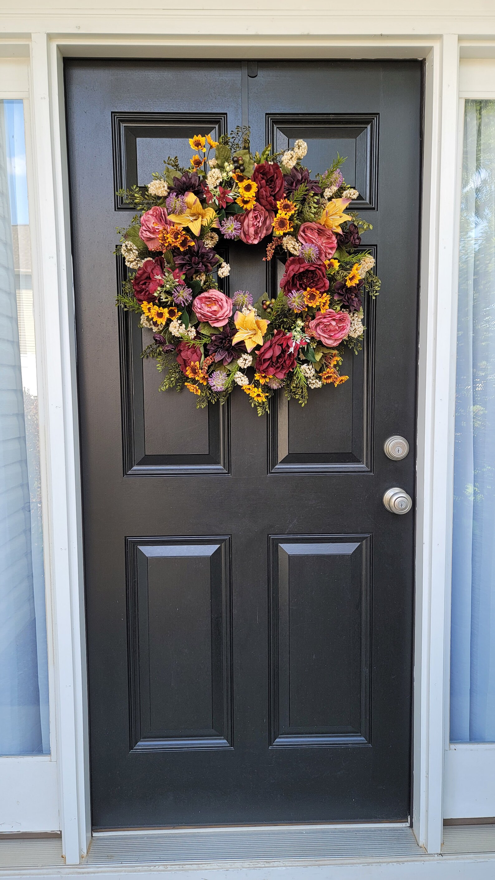Rose and Peony Fall Front Door Wreath, Autumn Welcome Porch Decor, Fall ...