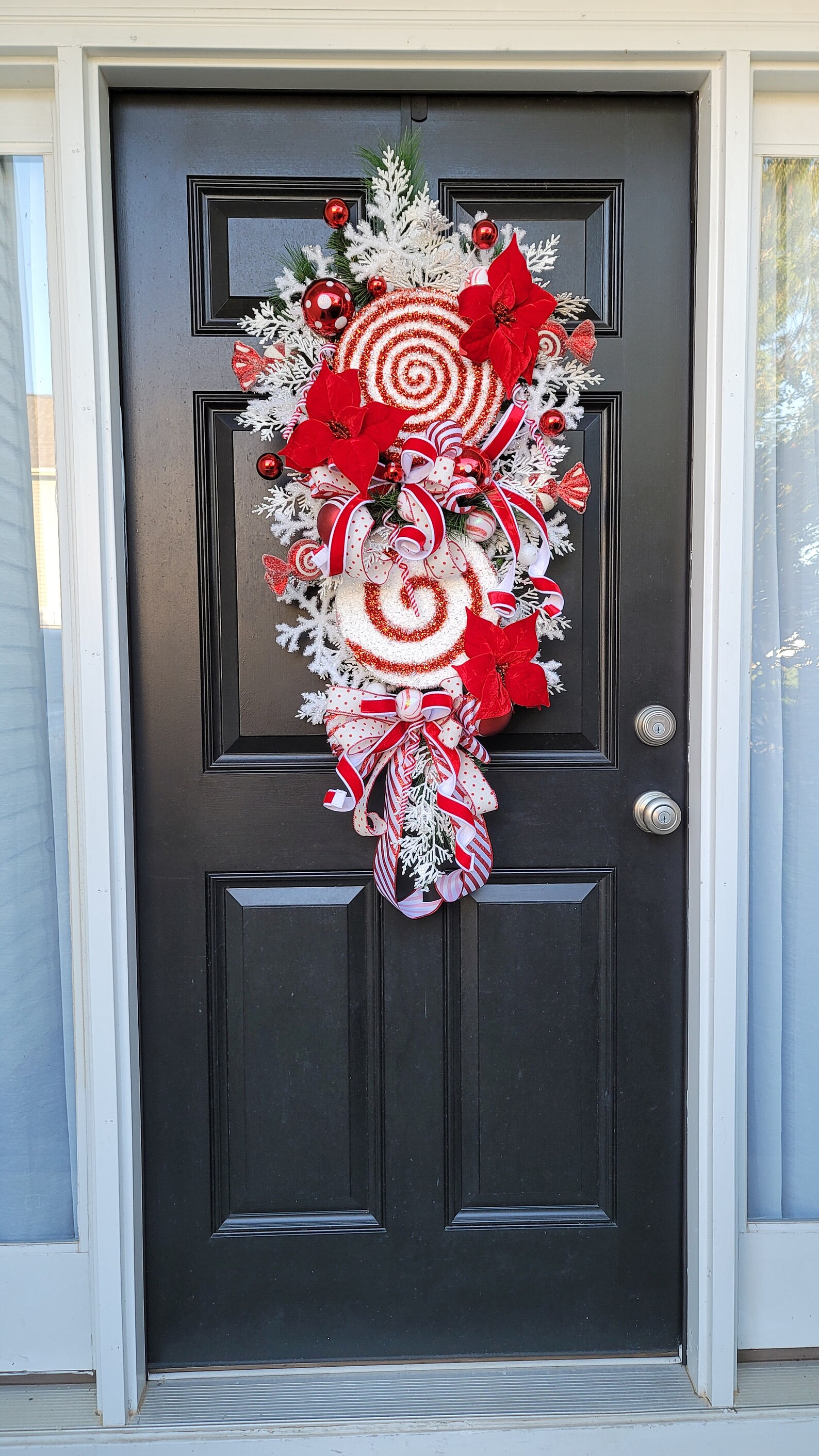 X-large Peppermint Candies Teardrop Wreath Swag, Christmas Red Velvet ...