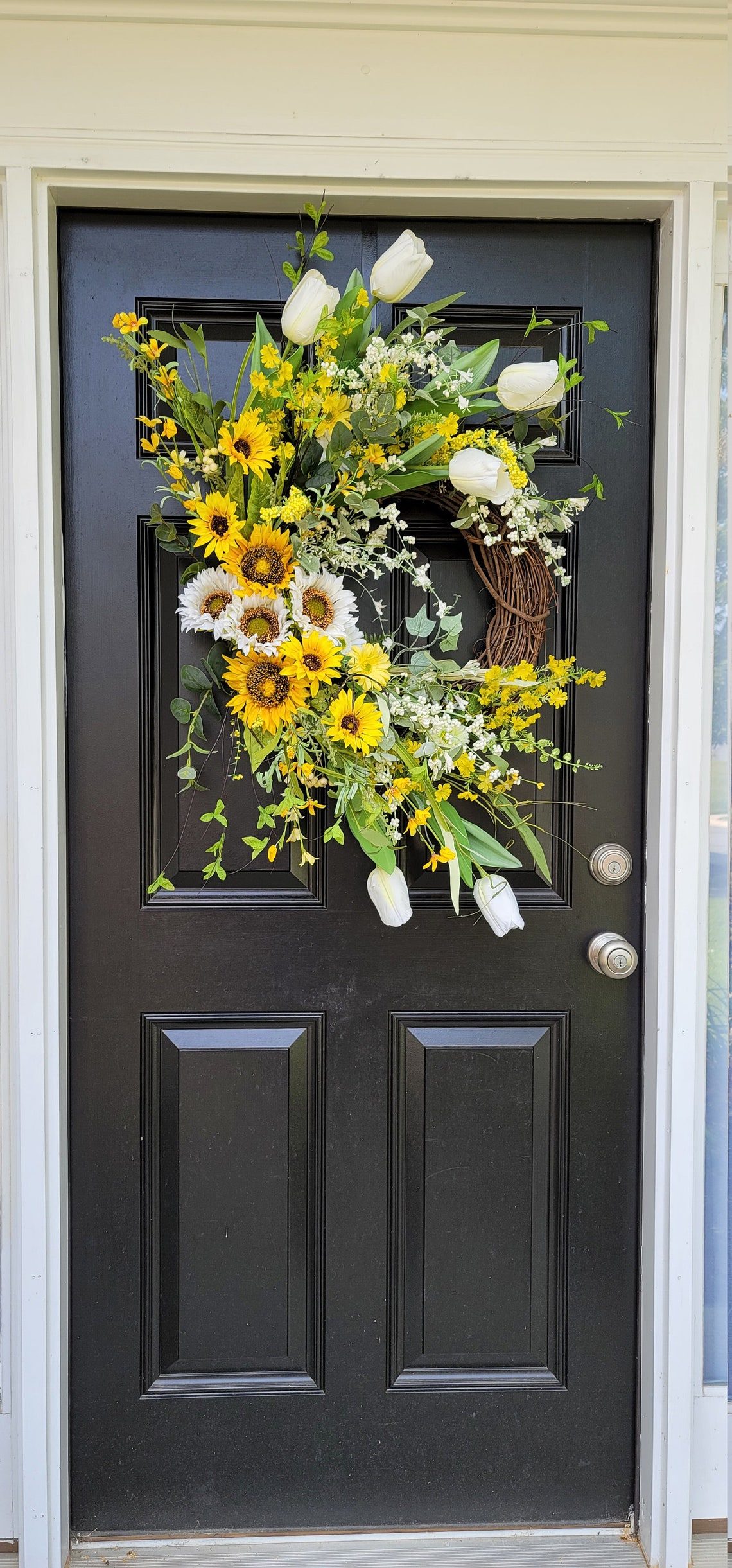 Summer Sunflower Front Door Wreath Sunflower Wreath White - Etsy