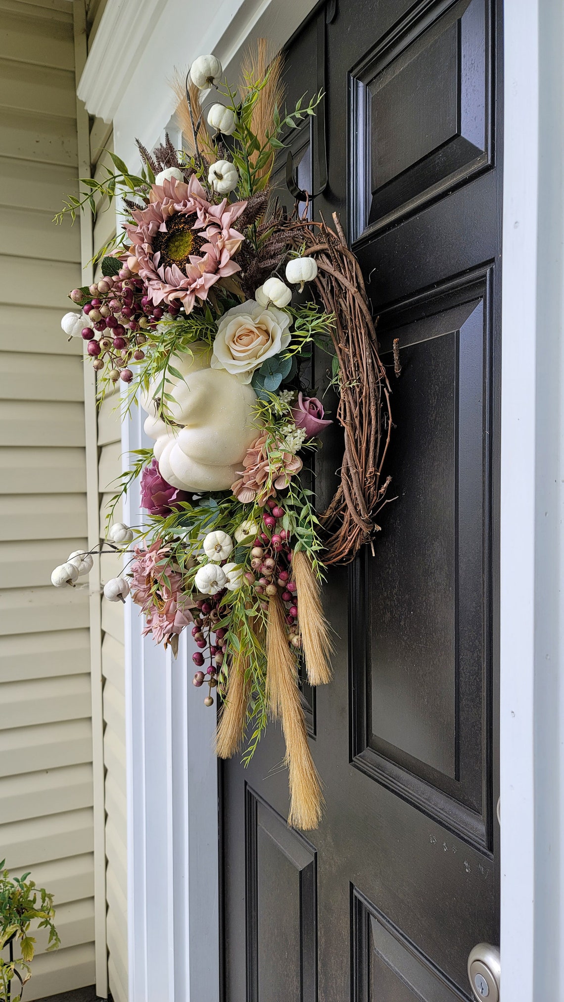 Fall Boho Sunflower Wreath for Front Door, Fall Pumpkin Wreath ...