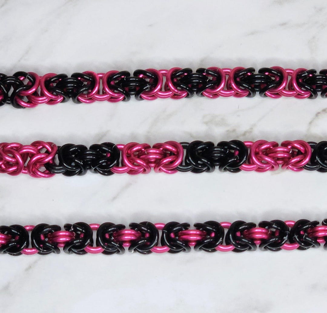 Pink and Black Handmade Chainmail Bracelet - Choose Pattern! - Etsy