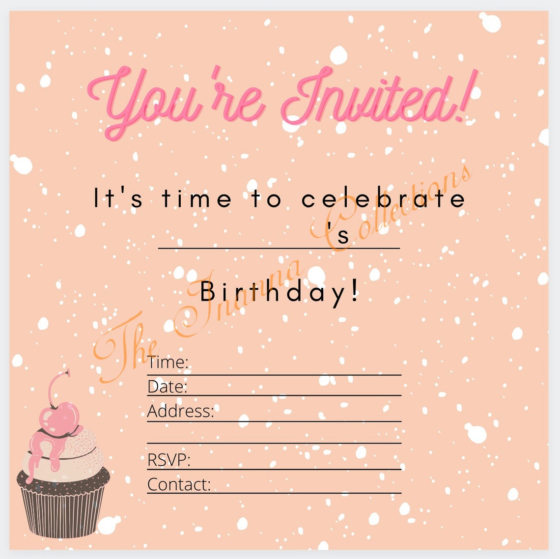You're Invited Printable Birthday Invitation !5 Different Colours ...