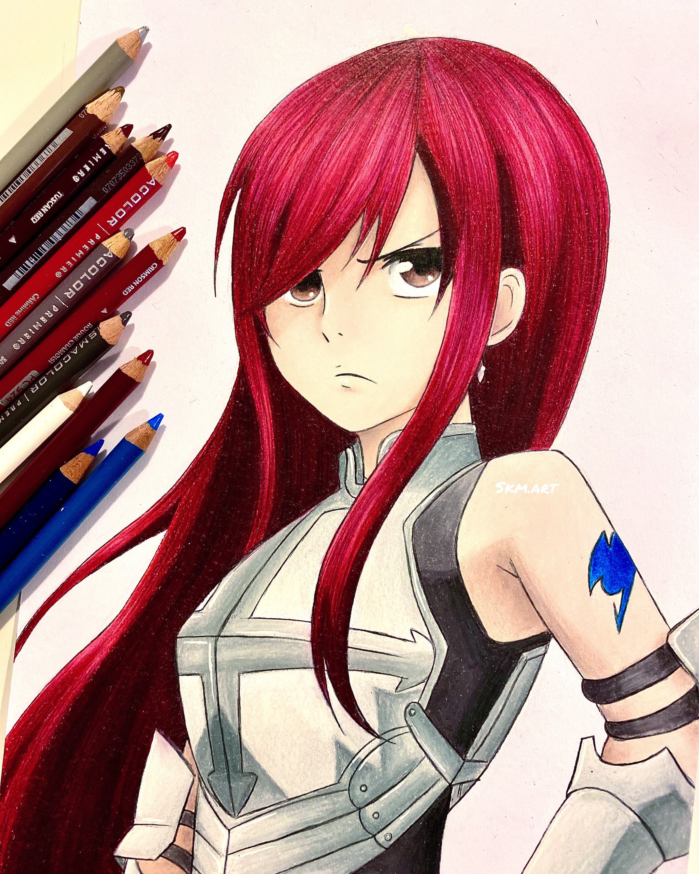 Fairy Tail Erza Drawing With Color
