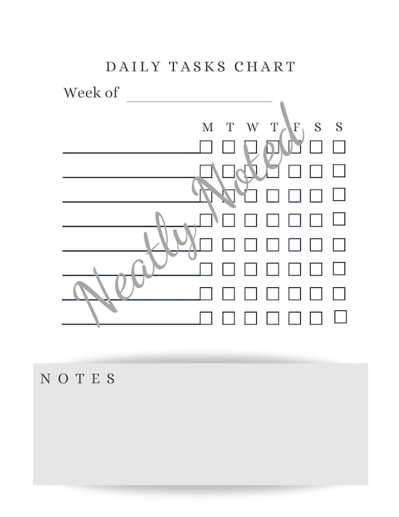 Daily Task Chart-Digital Download | Etsy
