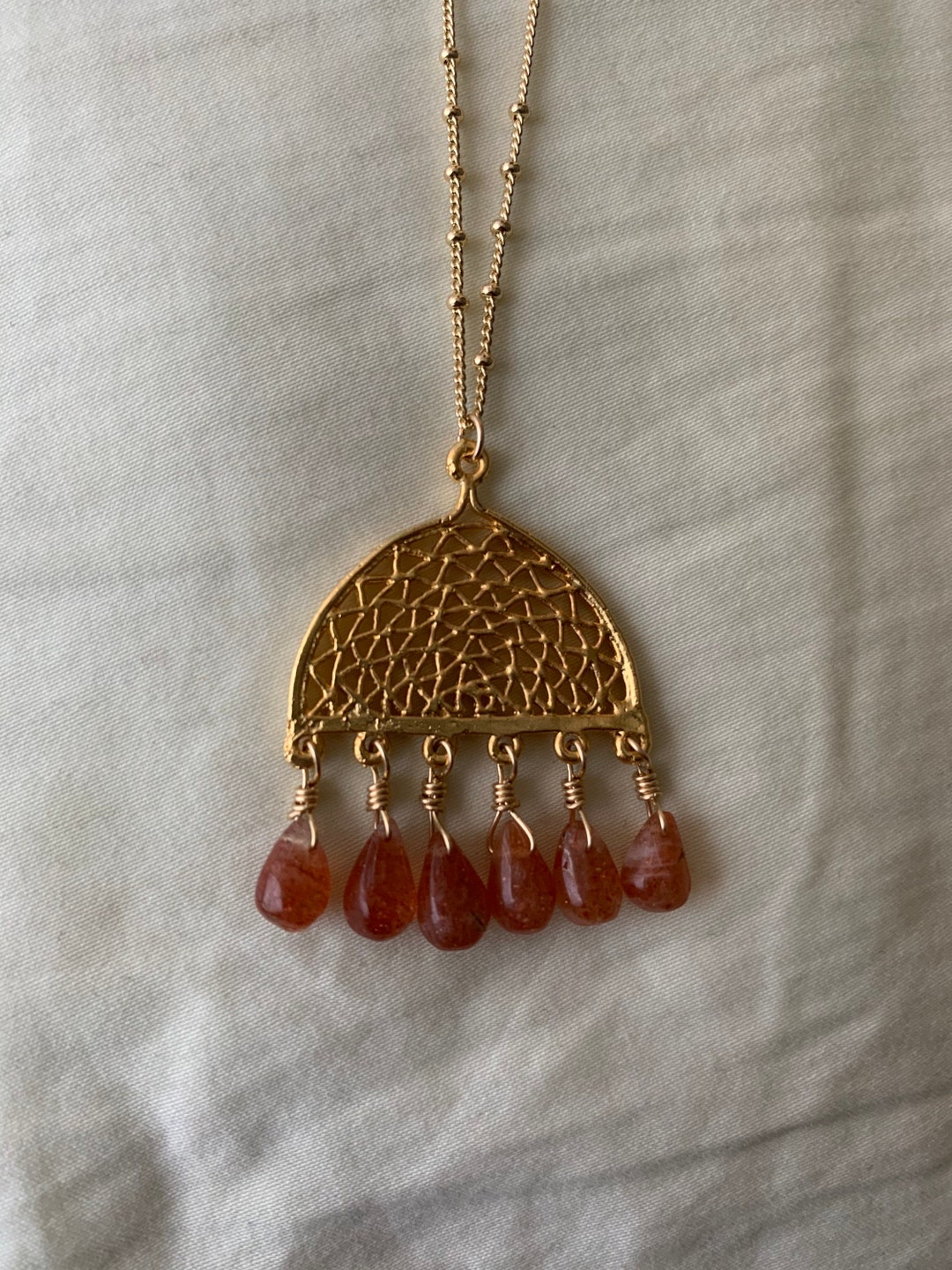 Boho Golden Sunstone Colgante Collar Colgante - Etsy España