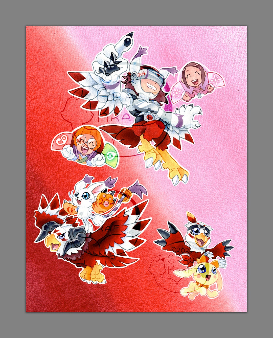 Digimon Print - Beastly Storm Dance of Affection, Silphymon - 8.5"x11 ...