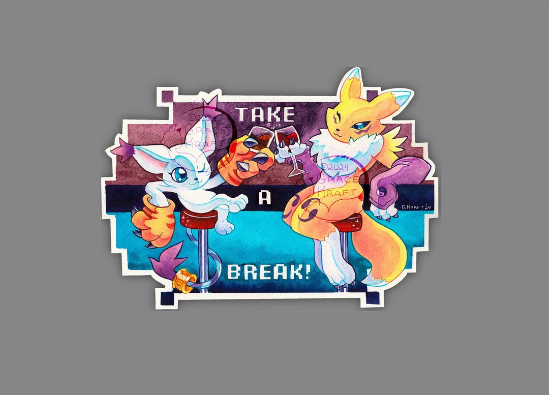PREORDER take A Break Digimon Renamon Gatomon Sticker - Etsy