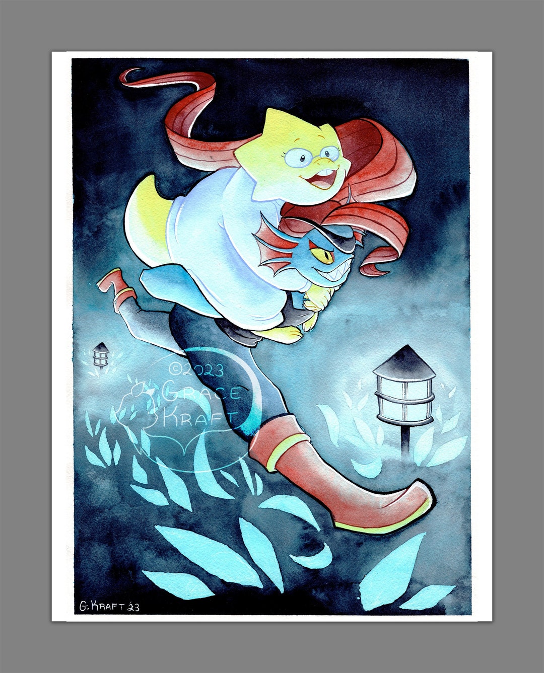 Undertale Print - "lantern Room Run" Alphyne Alphys Undyne - 8.5"x11 ...