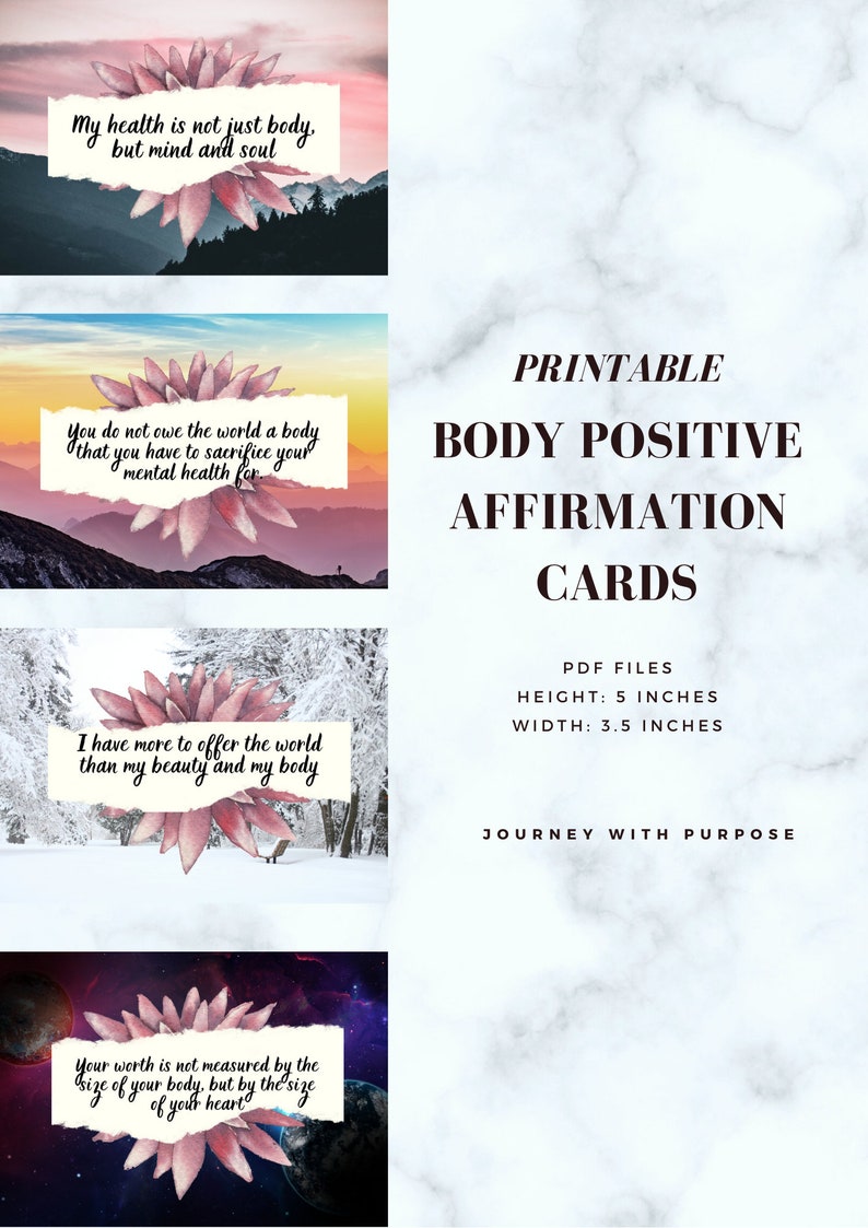 Printable Body Positive Affirmation Cards PDF File Vision Board Ready ...