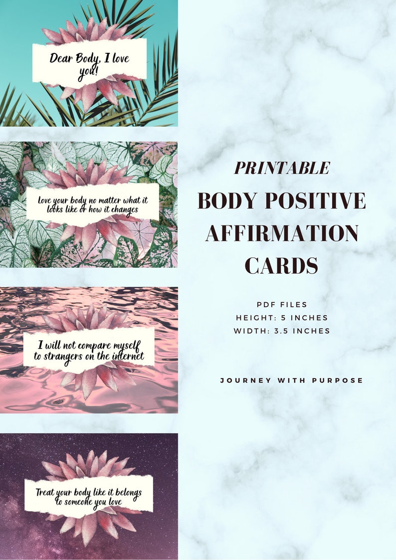 Printable Body Positive Affirmation Cards PDF File Vision Board Ready ...