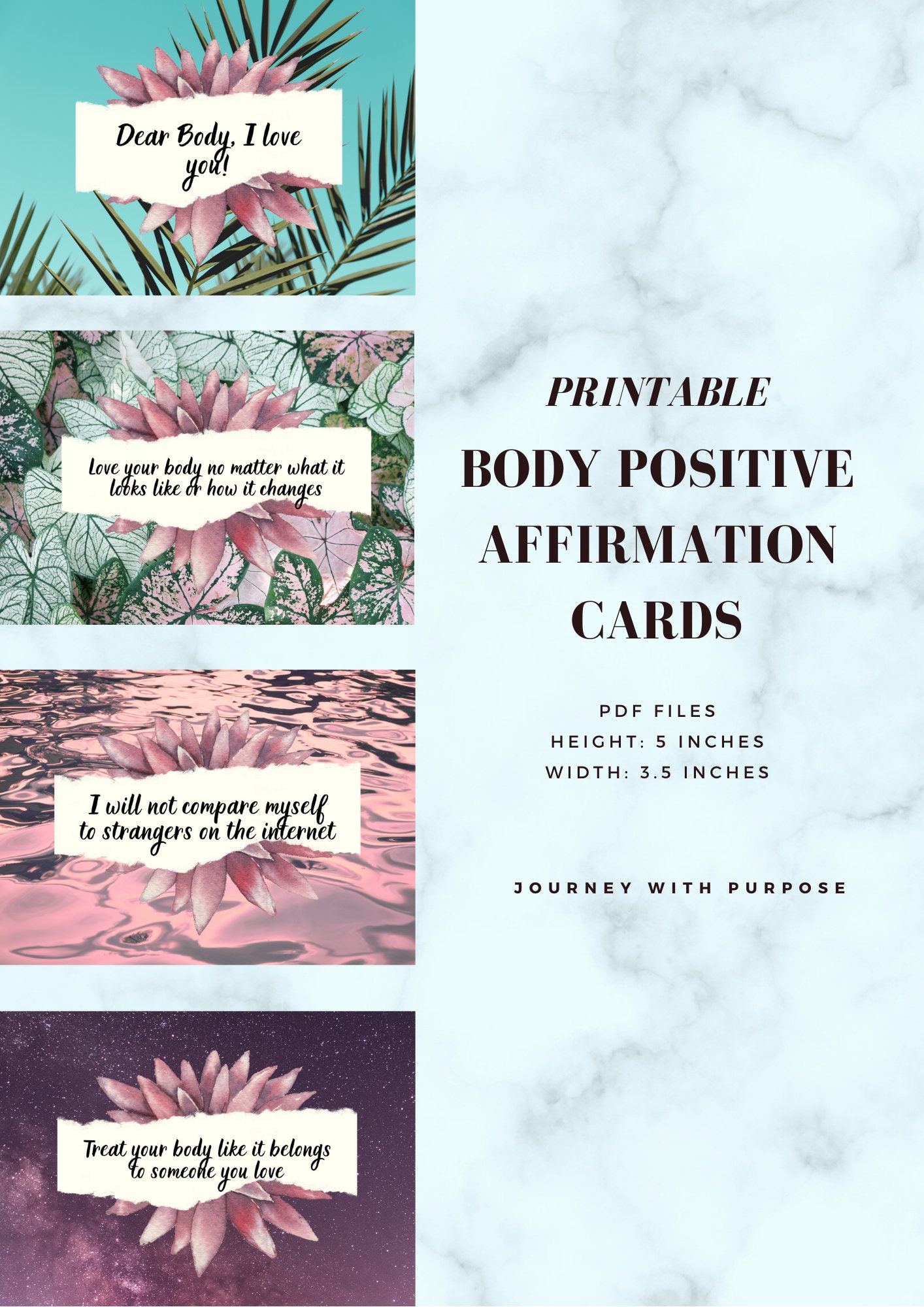 Printable Body Positive Affirmation Cards PDF File Vision Board Ready ...