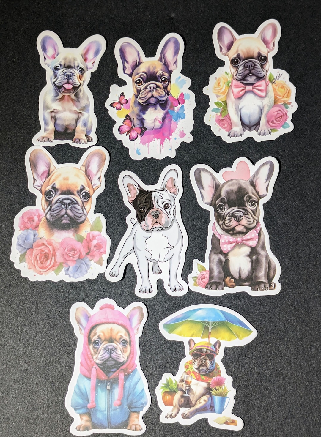 8 Pack French Bull Dog Stickers Frenchie Stickers Frenchie - Etsy