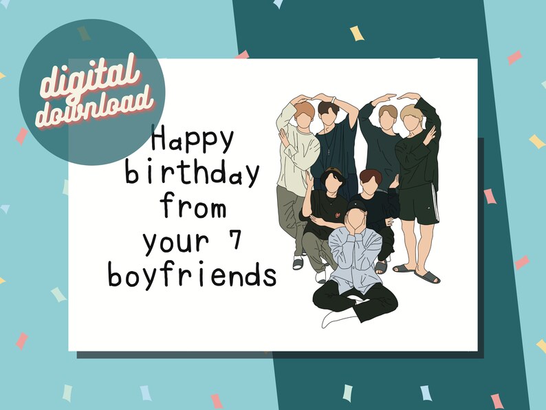 BTS Birthday Card K-pop Greeting Card Digital Download - Etsy