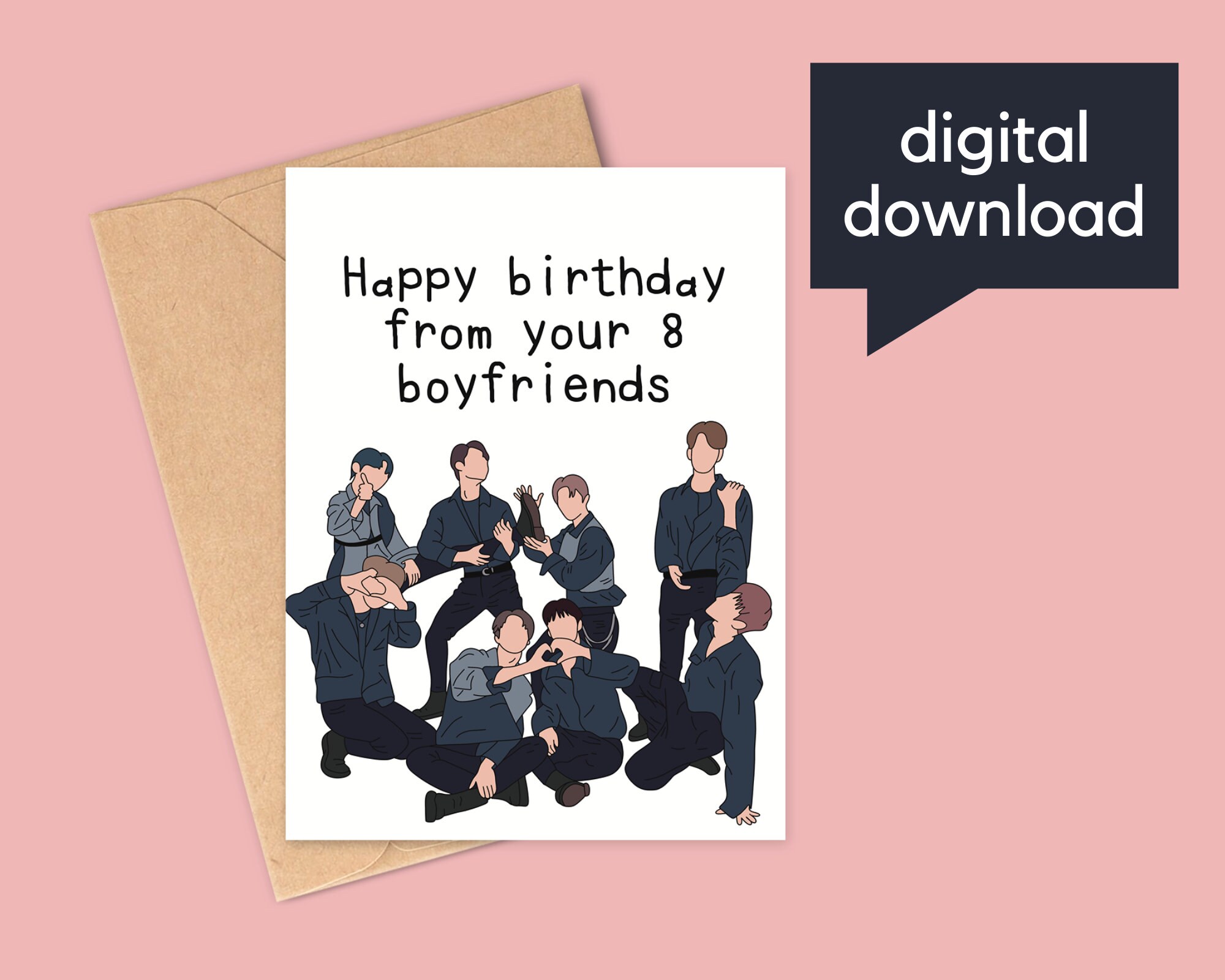 Stray Kids Birthday Card, K-pop Greeting Card Digital Download Instant ...