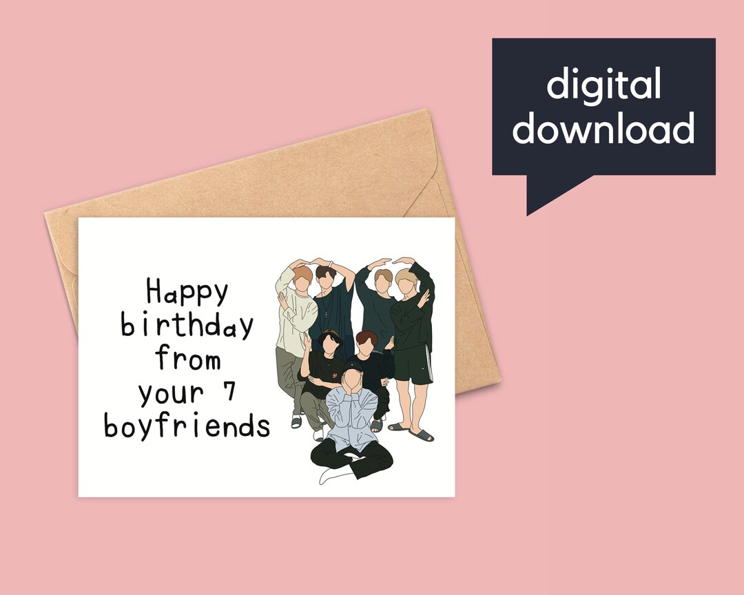 BTS Birthday Card, K-pop Greeting Card Digital Download Instant ...