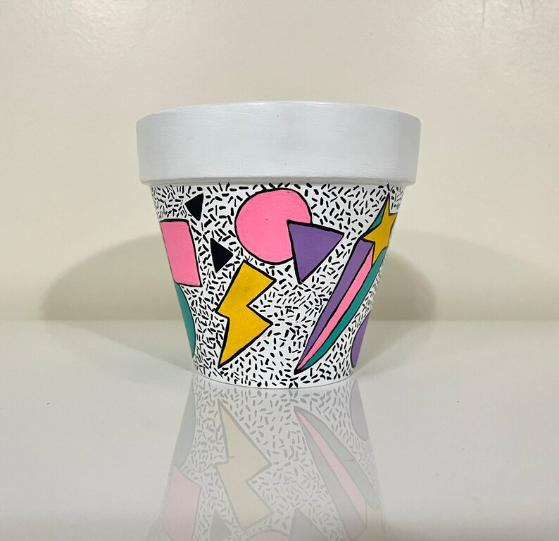 90’s Themed Hand Painted Flower Pot - Etsy