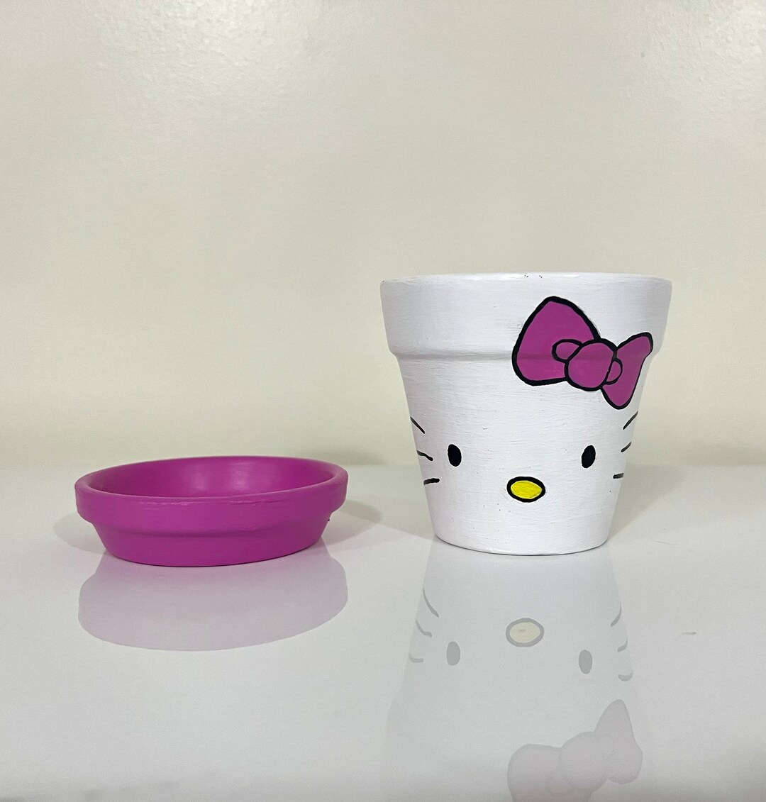 Hello Kitty Hand Painted Flower Pot - Etsy
