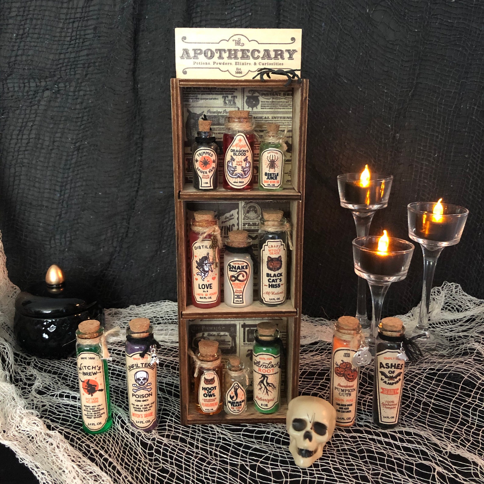 Halloween Apothecary Set of Potion Bottles Powders Elixirs - Etsy