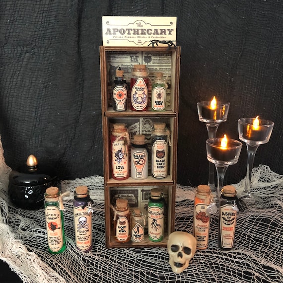 Halloween Apothecary Set of Potion Bottles Powders Elixirs - Etsy