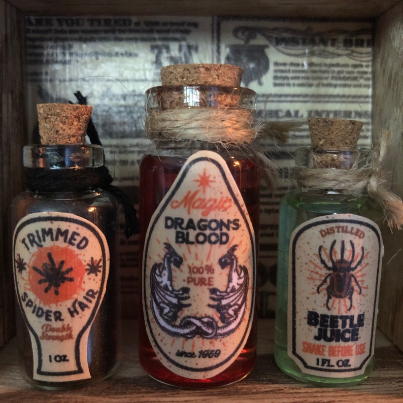 Halloween Apothecary Set of Potion Bottles Powders Elixirs - Etsy