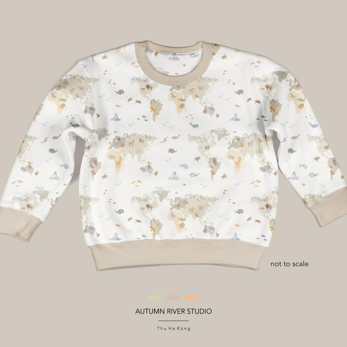 Animals World Map for Kids, Fabric Design, Textile Pattern, Kids ...