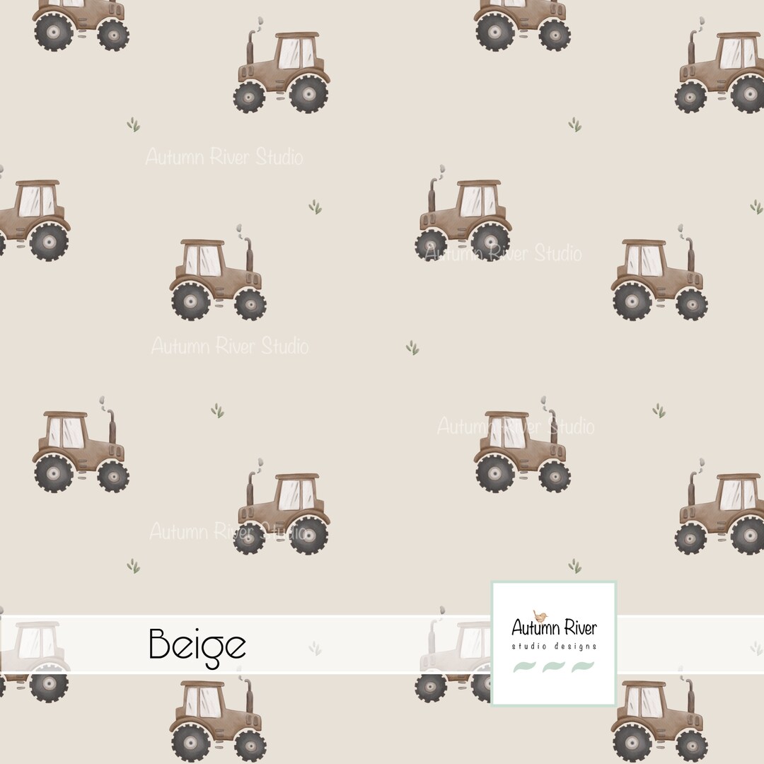 Brown Tractor Seamless Fabric Pattern, Vehicle, Transportation, Farm ...