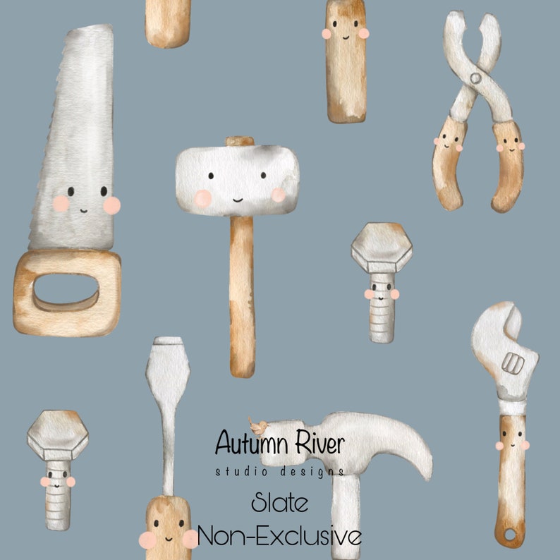 Happy Tools Seamless Pattern, Fabric Design, Textile Print, Faces ...