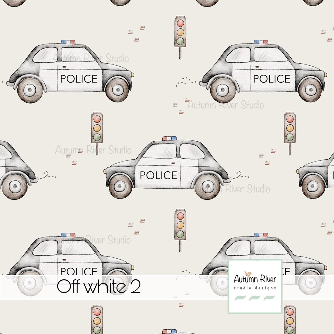 Police Car Seamless Fabric Pattern, Fabric Design, Textile Print ...