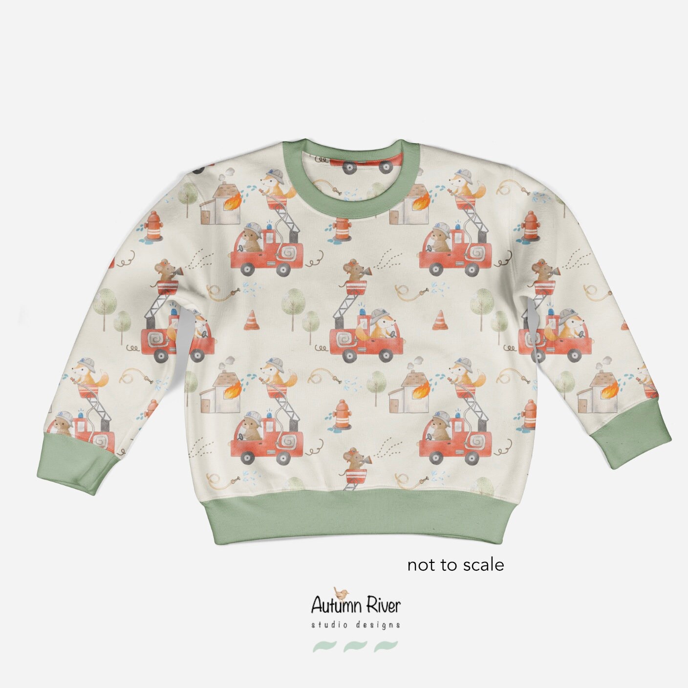 Firefighters Seamless Fabric Pattern, Firemen Firetrucks Fire-engine ...