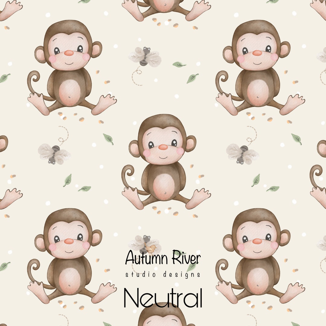 Monkey Seamless Pattern, Cute Monkey Fabric Pattern, Monkey Textile ...