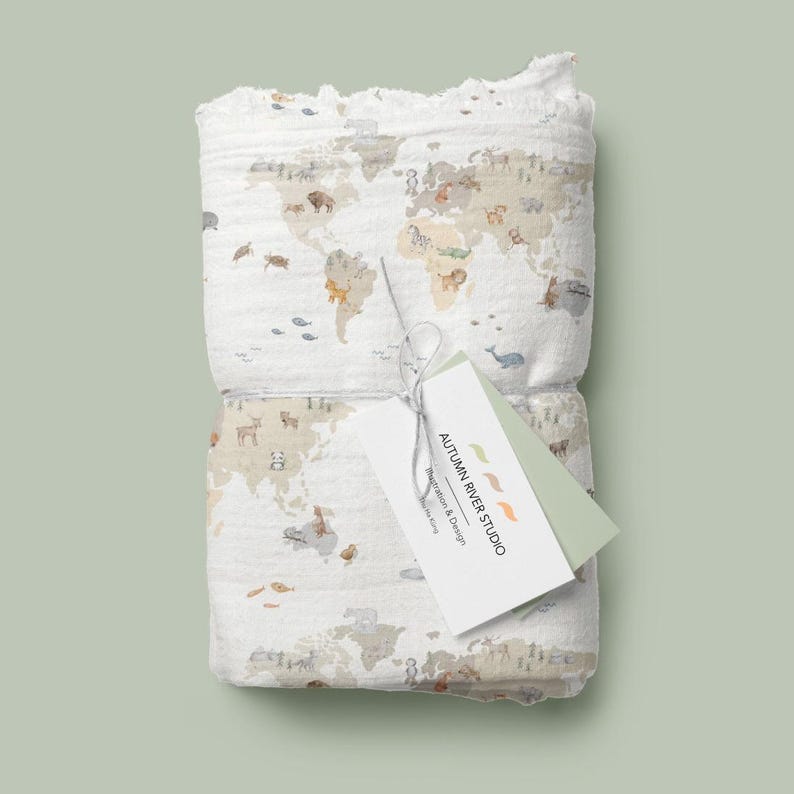 Animals World Map for Kids, Fabric Design, Textile Pattern, Kids ...