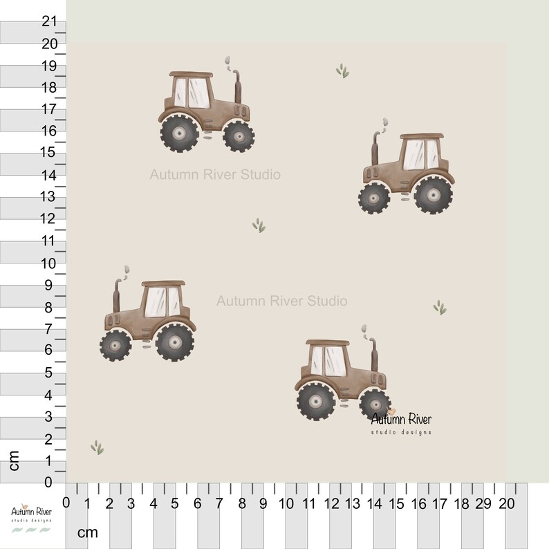 Brown Tractor Seamless Fabric Pattern, Vehicle, Transportation, Farm ...