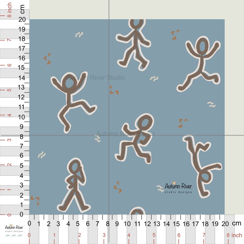 Stick Man Seamless Fabric Pattern Textile Design Simple - Etsy