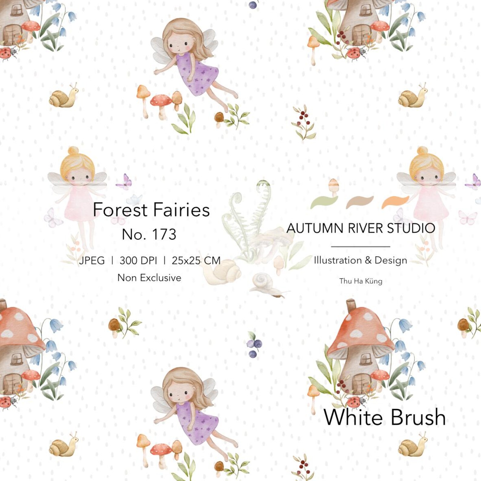 Forest Fairies Repeat Pattern for Fabric, Seamless Textile Design, Cute ...