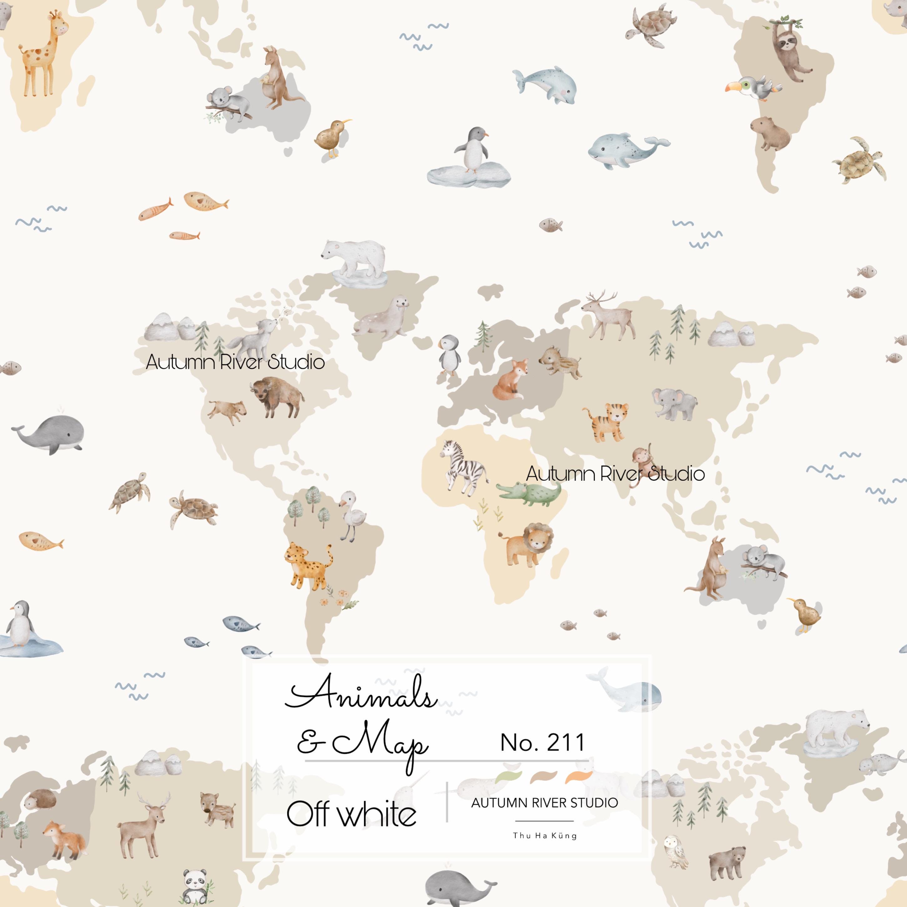 Animals World Map for Kids, Fabric Design, Textile Pattern, Kids ...