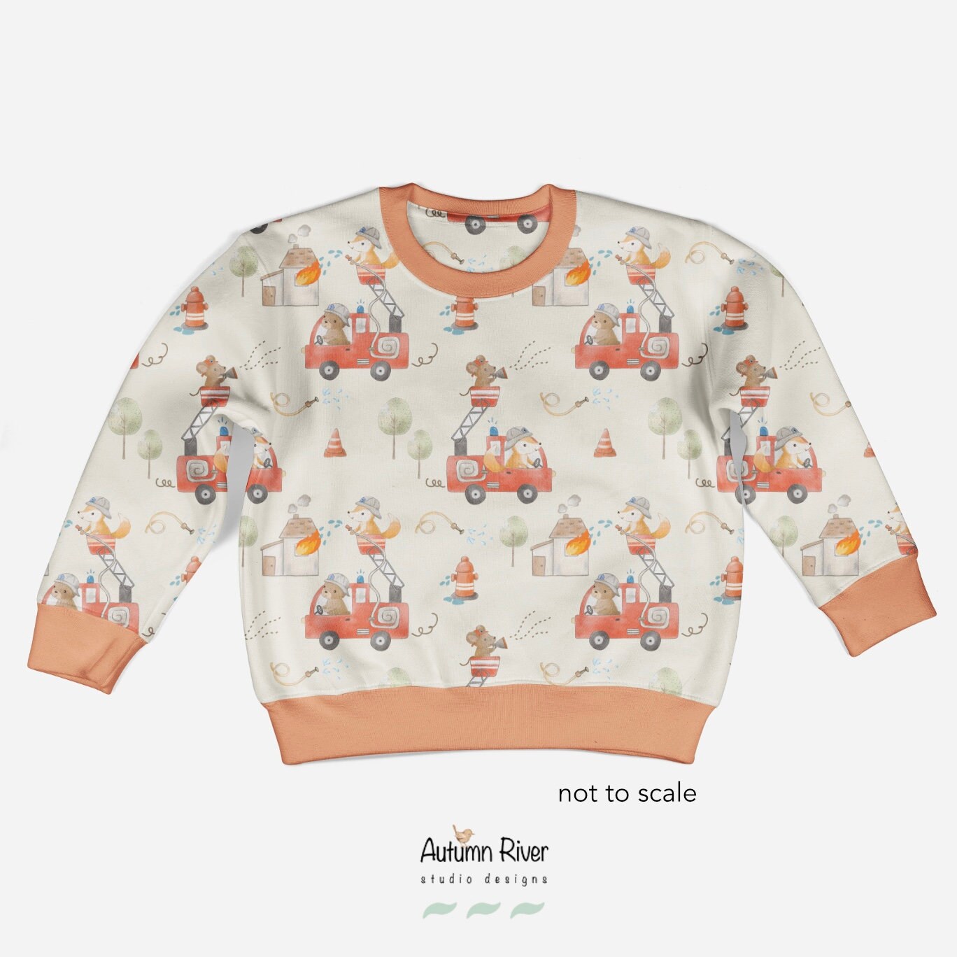 Firefighters Seamless Fabric Pattern, Firemen Firetrucks Fire-engine ...